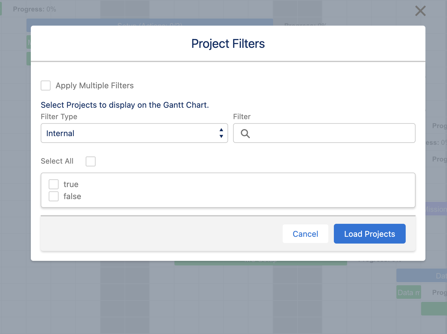 How do I use filters in the Gantt Chart?
