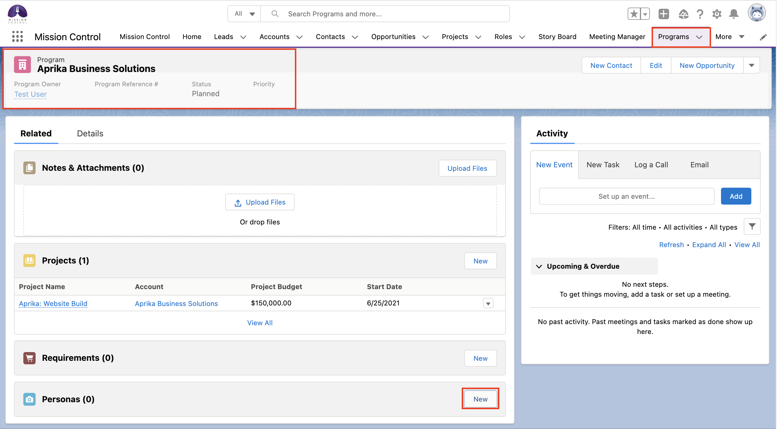 How to Create a Persona Record for a User Story.