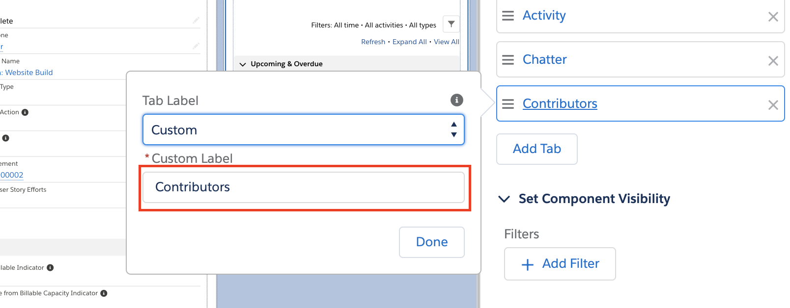 Adding the Contributors Component to the Action Page