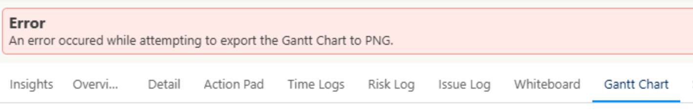 Receiving an Error When Exporting the Gantt Chart PNG