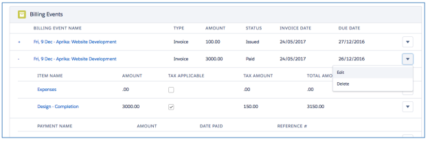 Project Overview - Billing Tab
