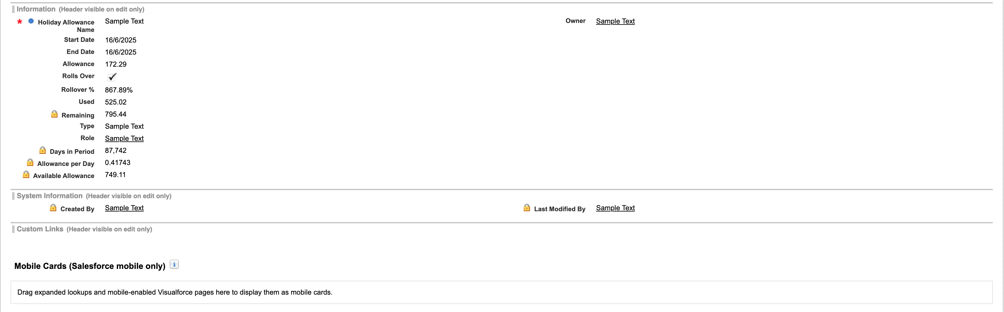 What is the Holiday Allowance Object?